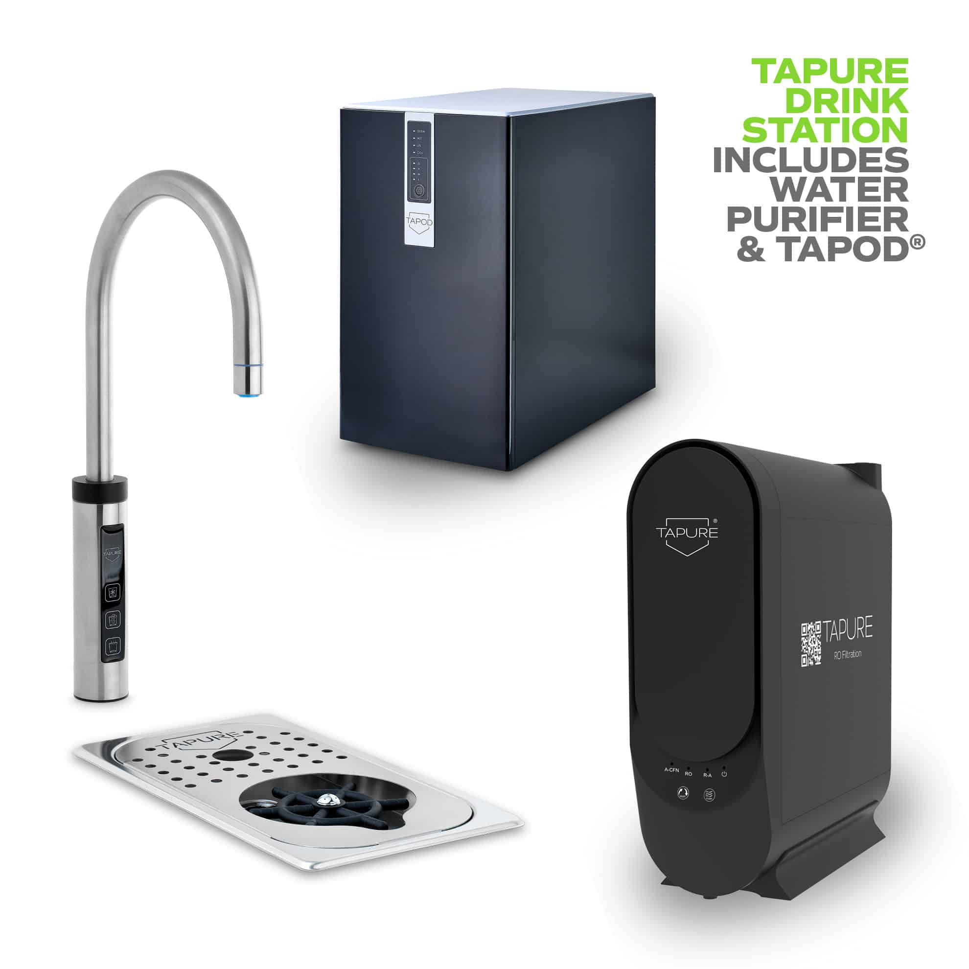 Drink Station & Tapure® Purifier & boiling, sparkling, chilled & Optional Glass Rinser - Tapure ...