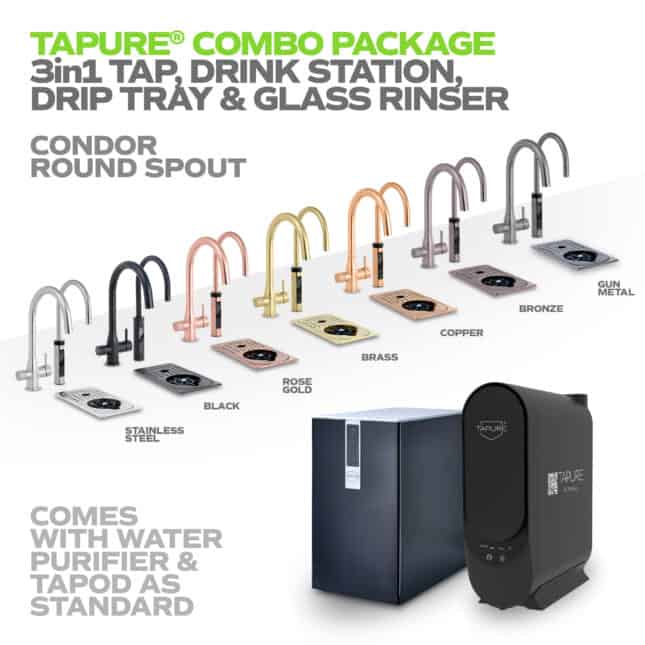 TAPURE COMBO PACKAGE 3-in-1 Tap + Tapure Water Purifier + Drink Station ...